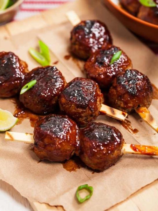 BBQ Meatball Skewer Recipe | Grilled Barbecue Meatballs